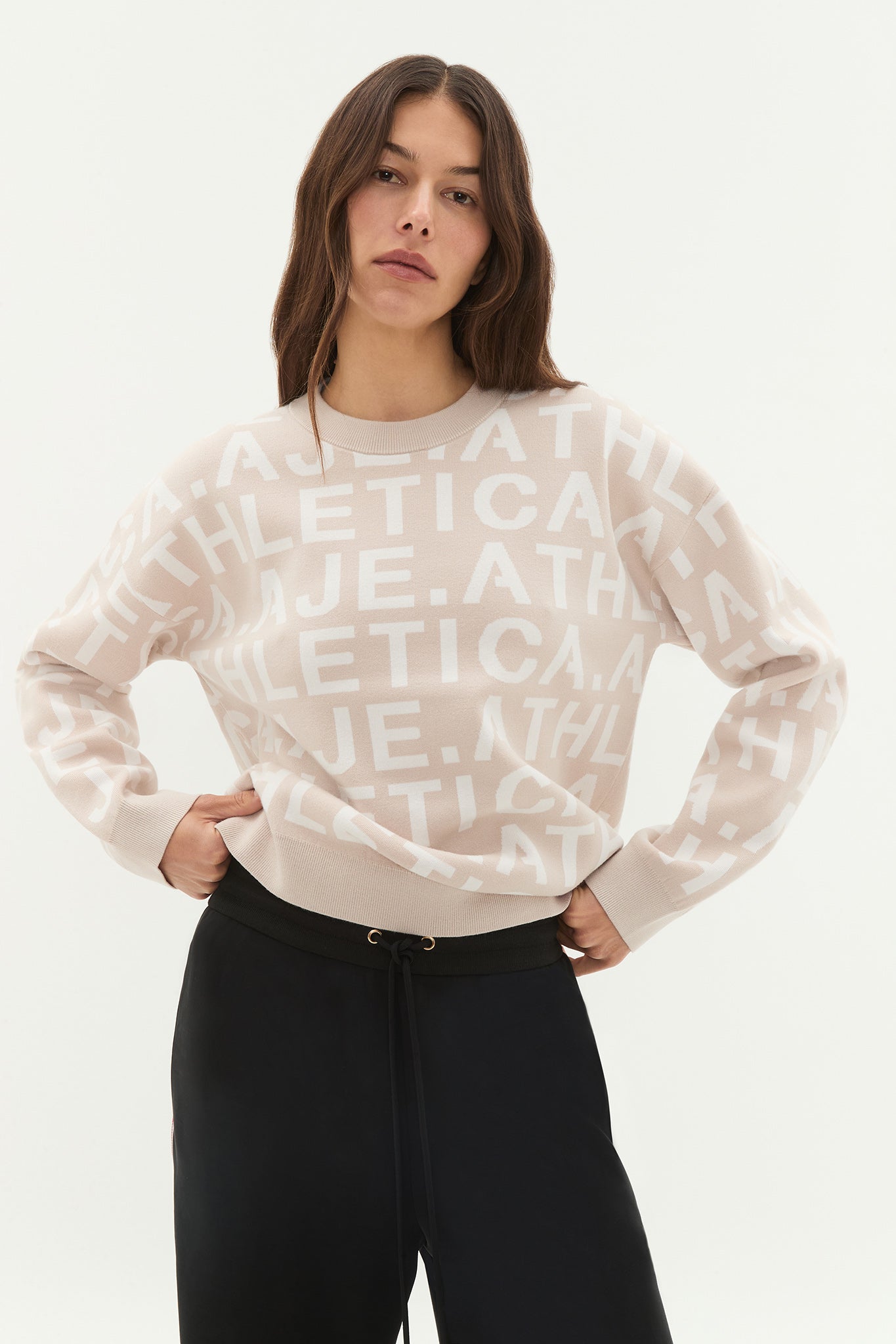 Logo Knit Crew 417 | Stone | Aje Athletica – Aje NZ