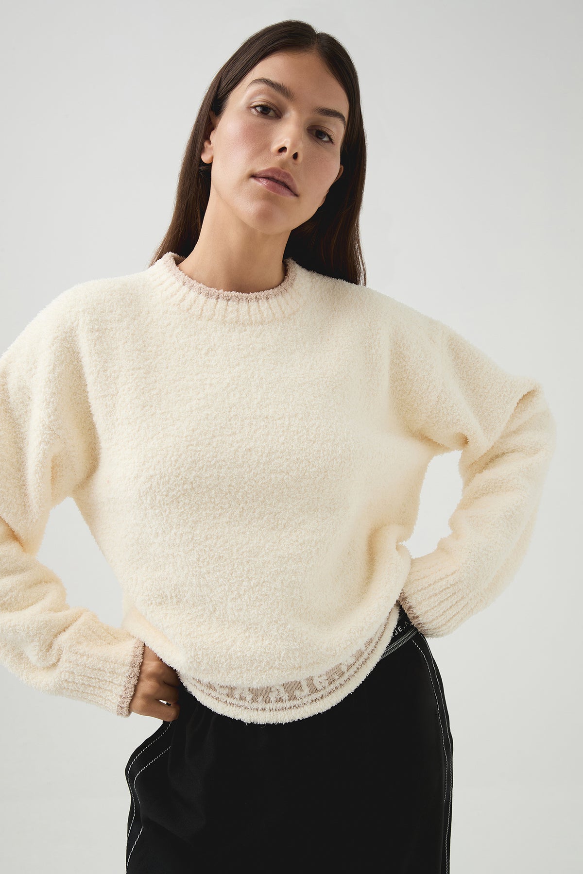 Textured Logo Knit Jumper 410 | Rice White | Aje Athletica – Aje NZ